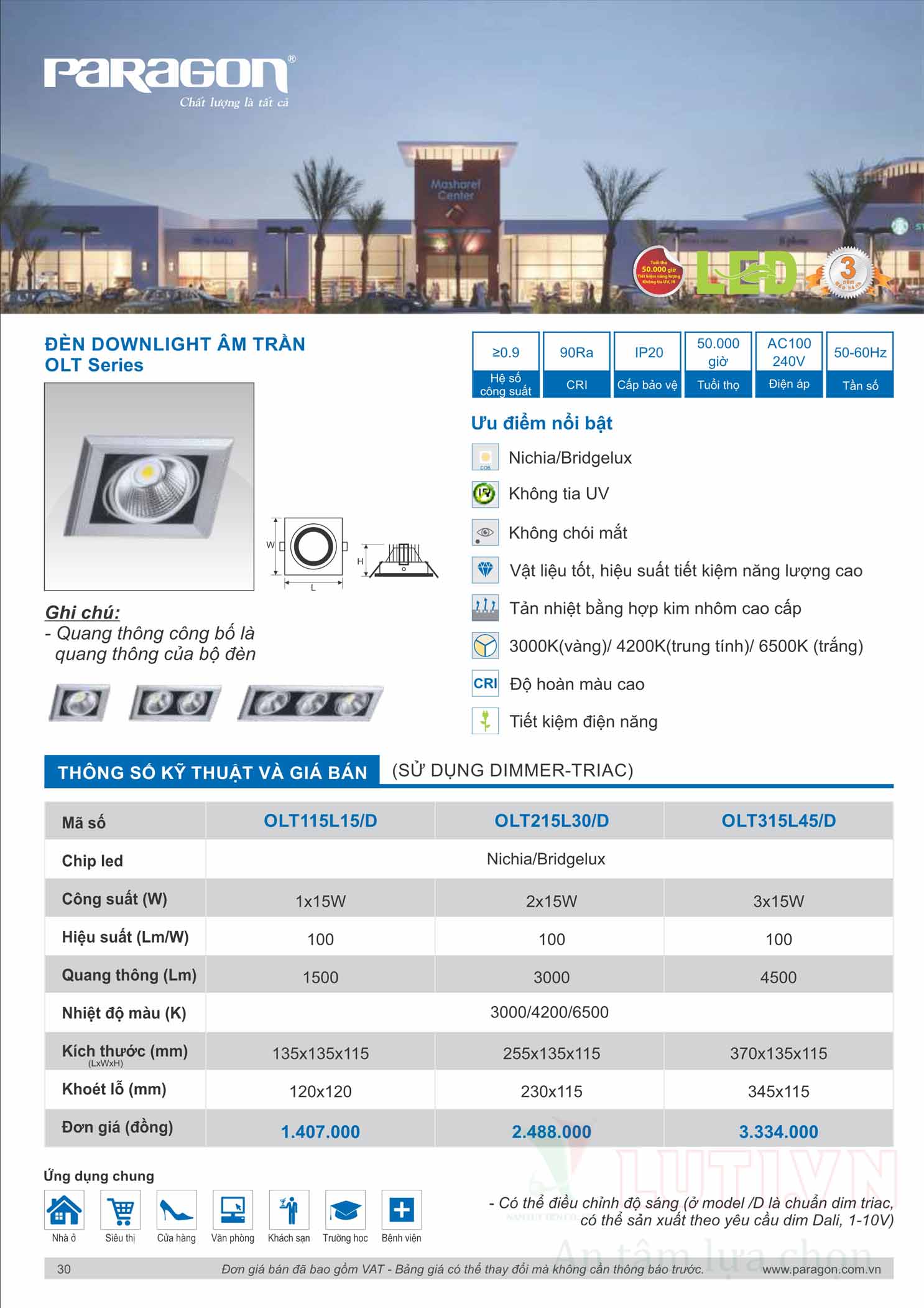 CATALOGUE BẢNG GIÁ ĐÈN LED PARAGON NĂM 2021 - Nam Lũy Tiến