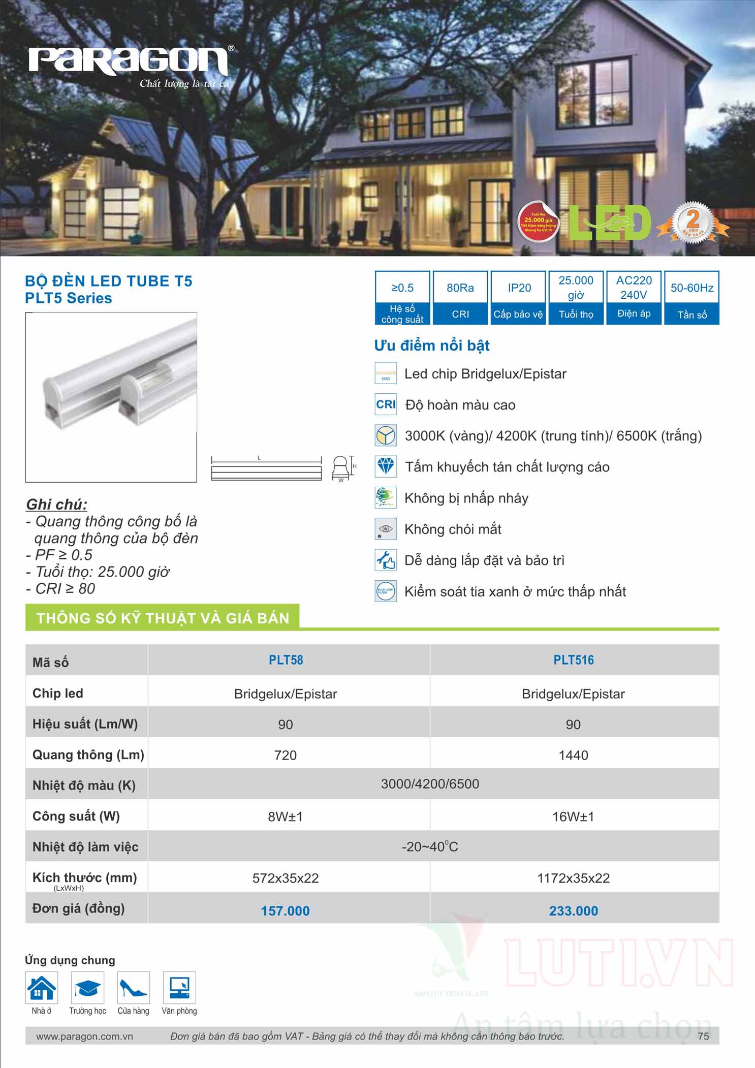 CATALOGUE BẢNG GIÁ ĐÈN LED PARAGON NĂM 2021 - Nam Lũy Tiến